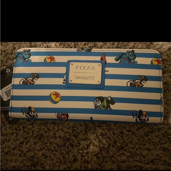 Loungefly | Bags | Loungefly Disney Pixar Blue White Stripe Wallet ...